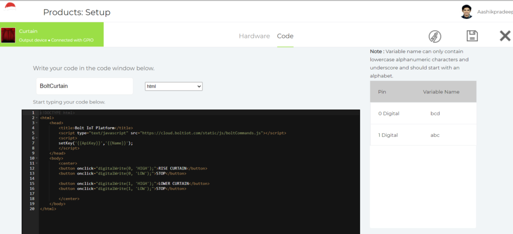 Automatic Curtain using BolT IoT Module