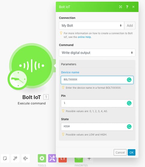 Alarm clock using Bolt WiFi module